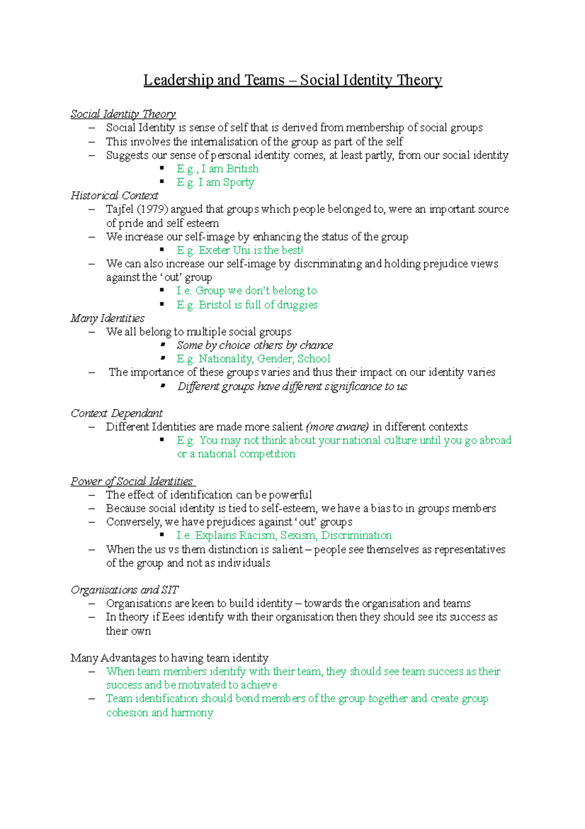 Social Identity Theory - Leadership and Teams – Social Identity Theory ...
