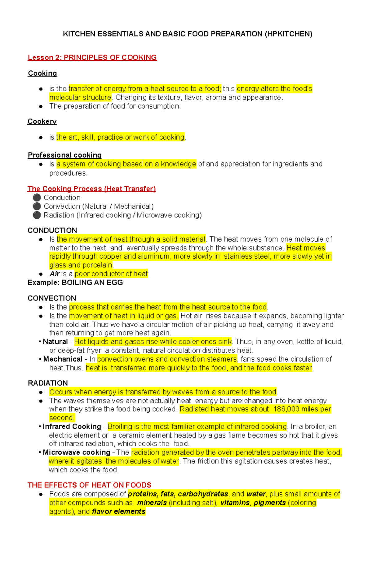 Lesson 2 Principles OF Cooking - KITCHEN ESSENTIALS AND BASIC FOOD ...