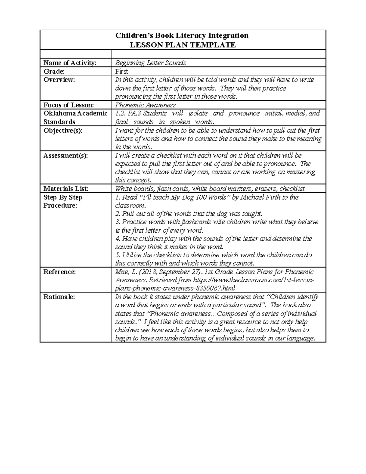 Childrens Book Literacy Integration 1 - Children’s Book Literacy ...