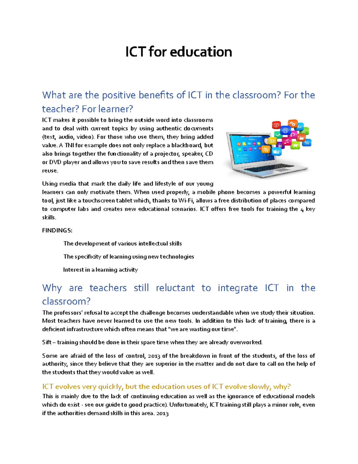 Project 15 - No talk - ICT for education What are the positive benefits ...