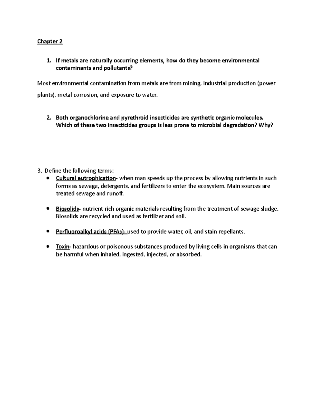 Chapter 2 tox - Coursework questions from assignments and notes ...