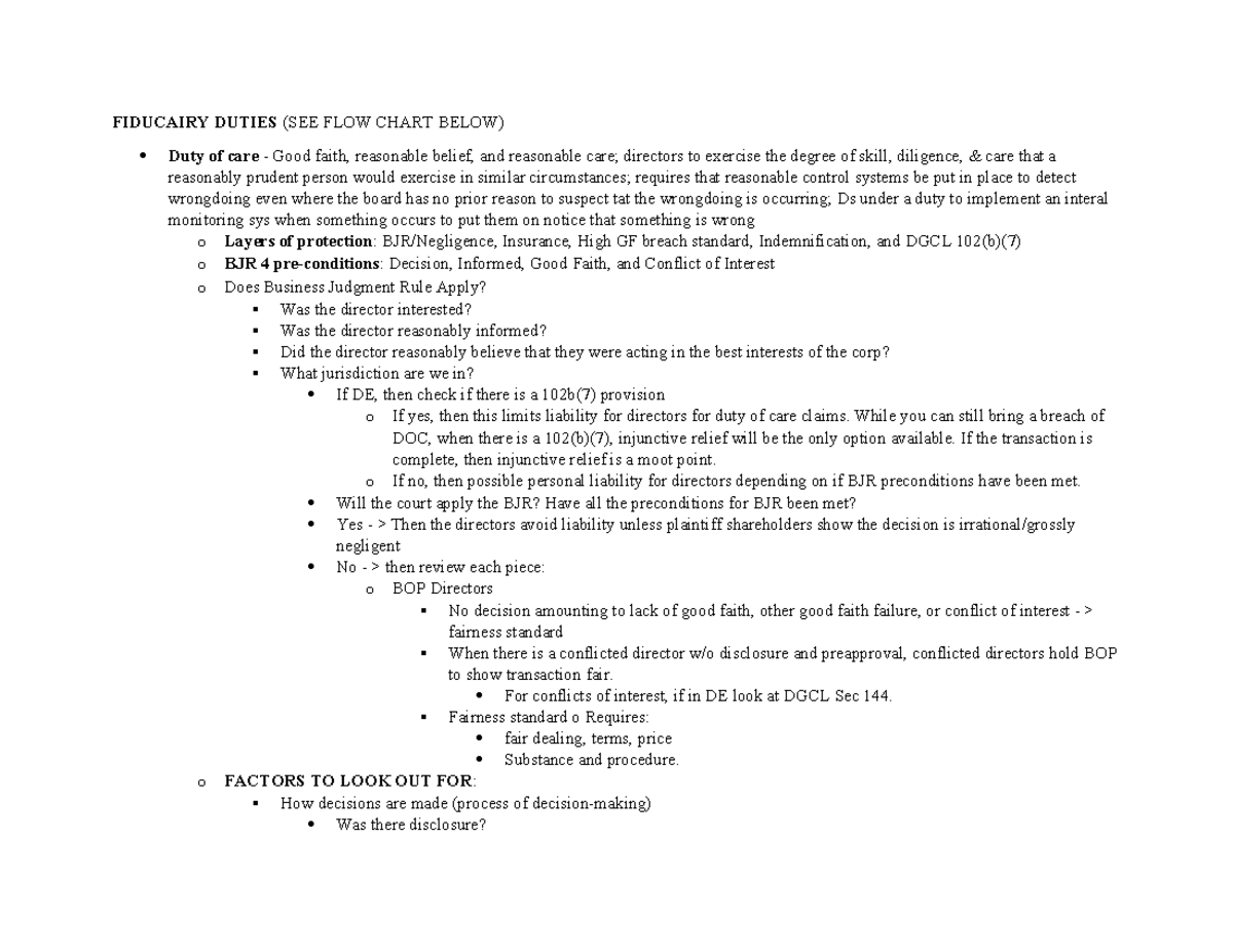 Fiduciary Duties Flow Chart - FIDUCAIRY DUTIES (SEE FLOW CHART BELOW ...