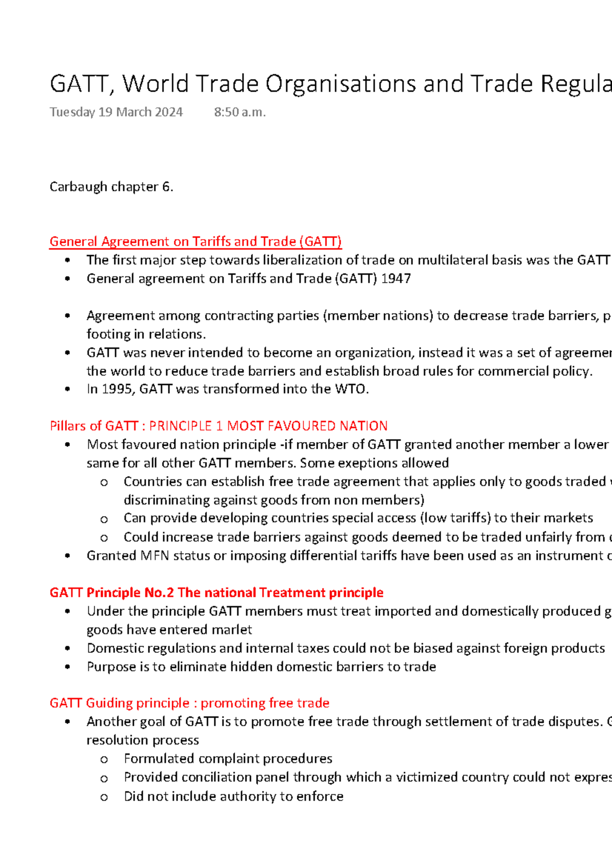 GATT, World Trade Organisations and Trade Regulations - Carbaugh ...