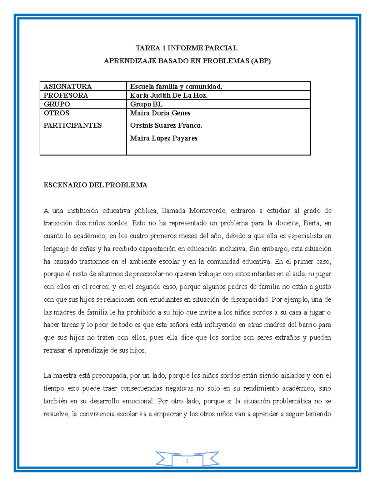 Tarea 1 Informe Parcial ABP - TAREA 1 INFORME PARCIAL APRENDIZAJE ...