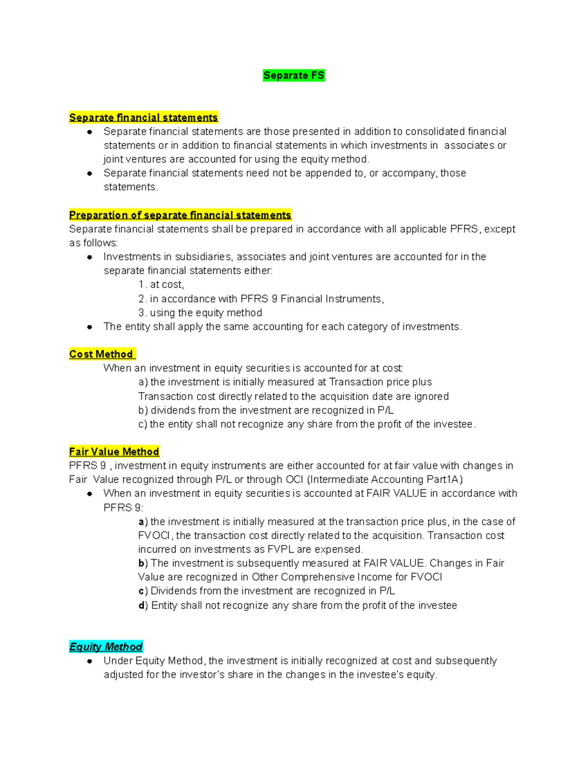 Separate FS - Separate FS Separate financial statements Separate ...