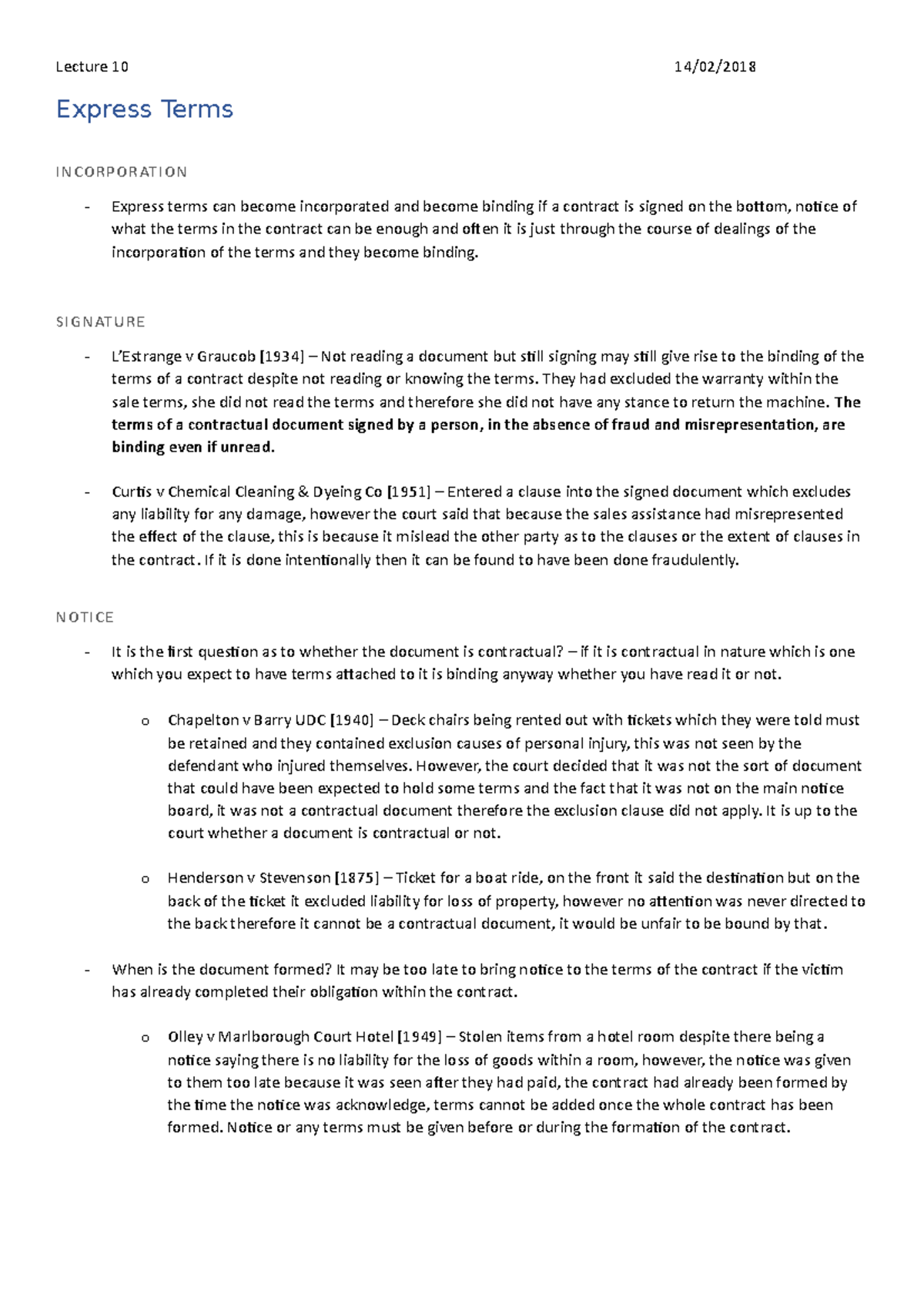 10. Express Terms - Lecture notes 10 - Lecture 10 14/02/2018 Express ...