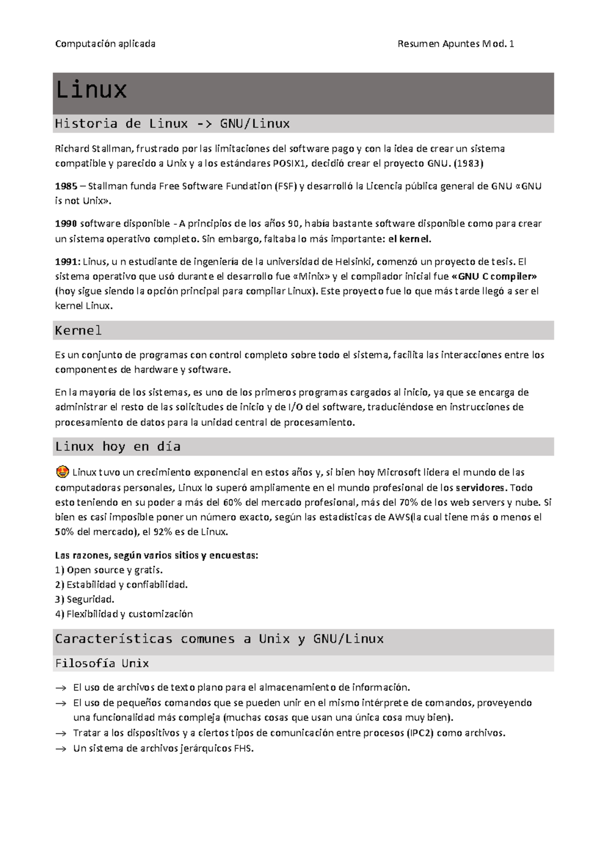 Resumen linux de apuntes - Linux Historia de Linux - > GNU/Linux ...