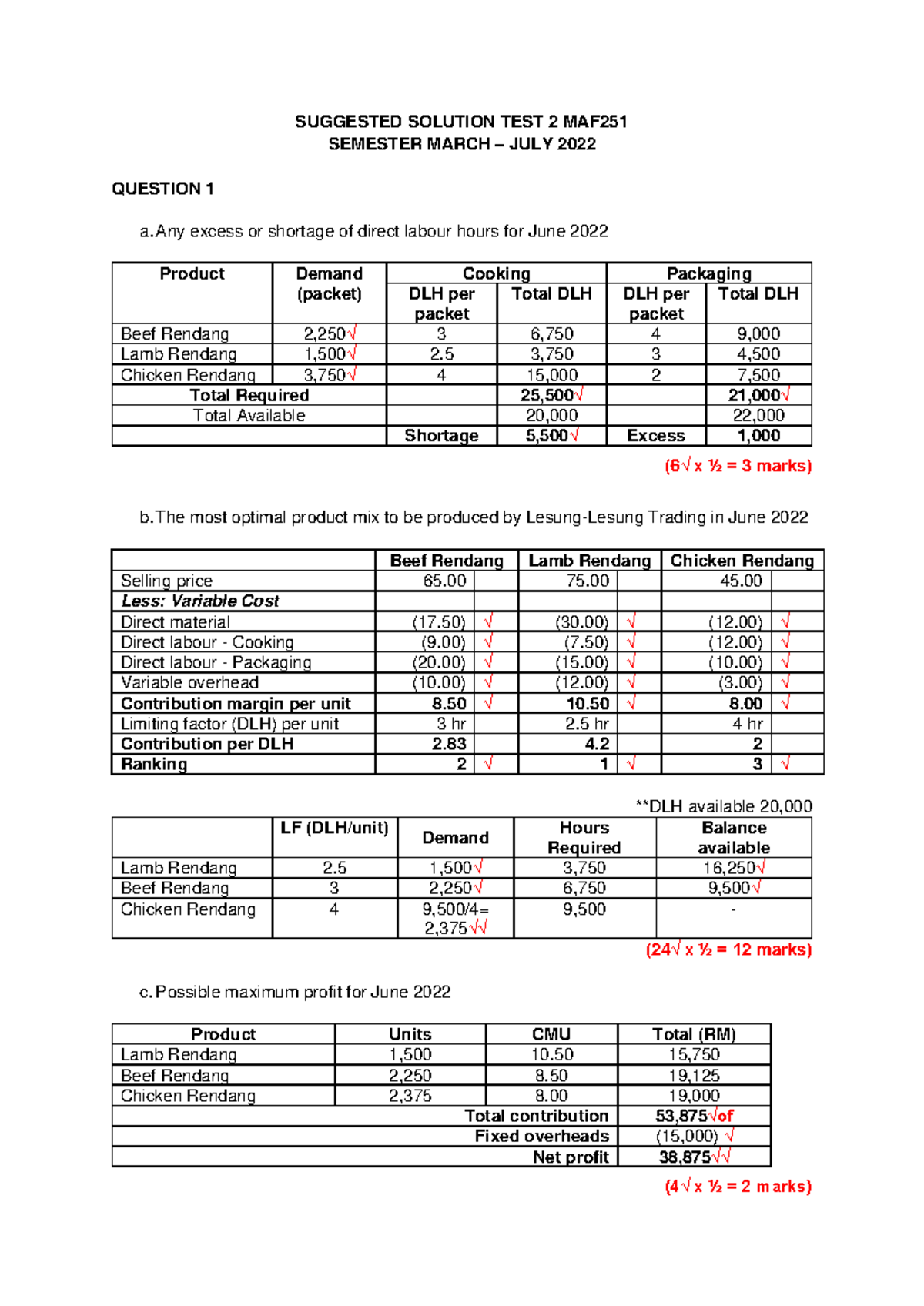 MAF251 TEST 2 JUNE2022 SS - SUGGESTED SOLUTION TEST 2 MAF SEMESTER ...