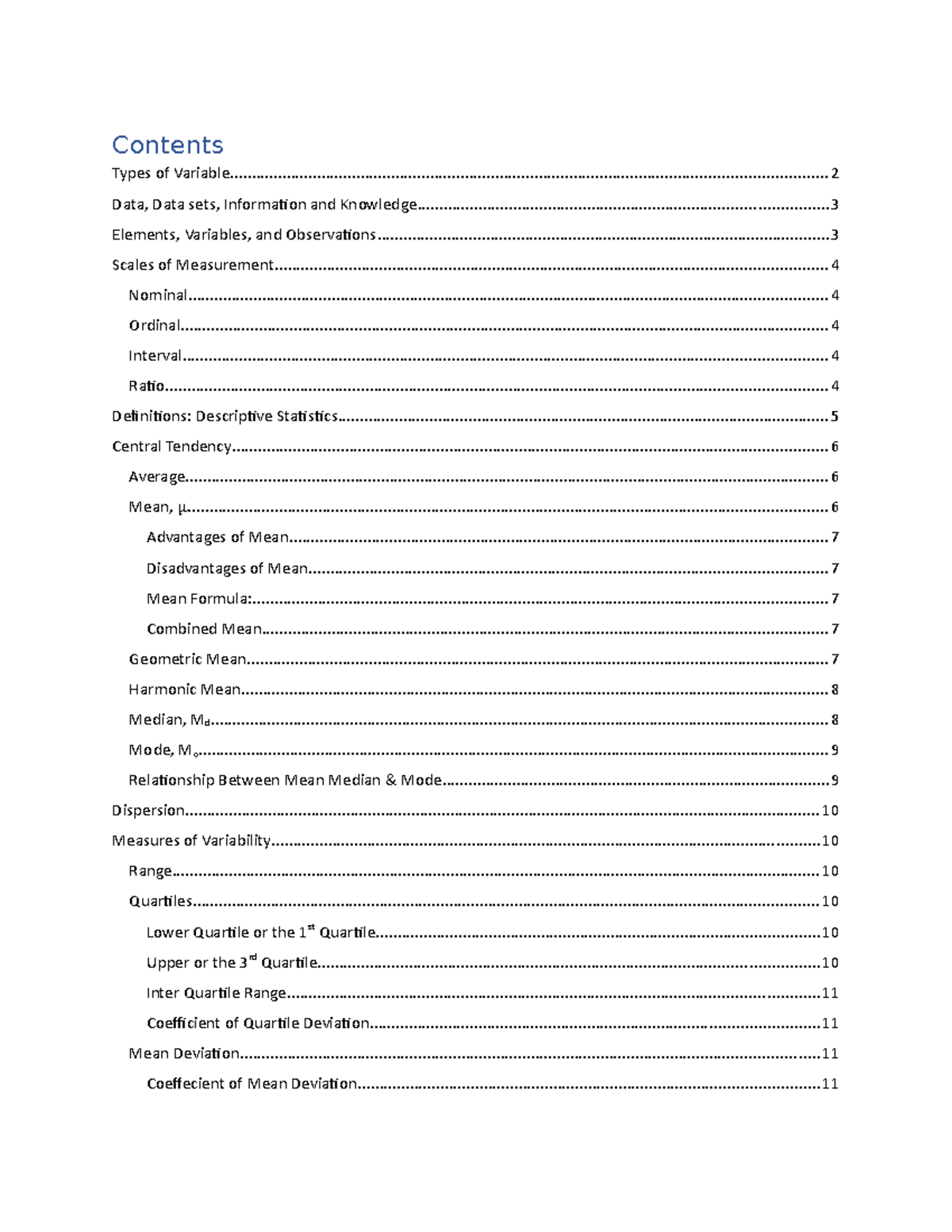 Quant Note 2 - Midsem notes - Contents Types of - Studocu