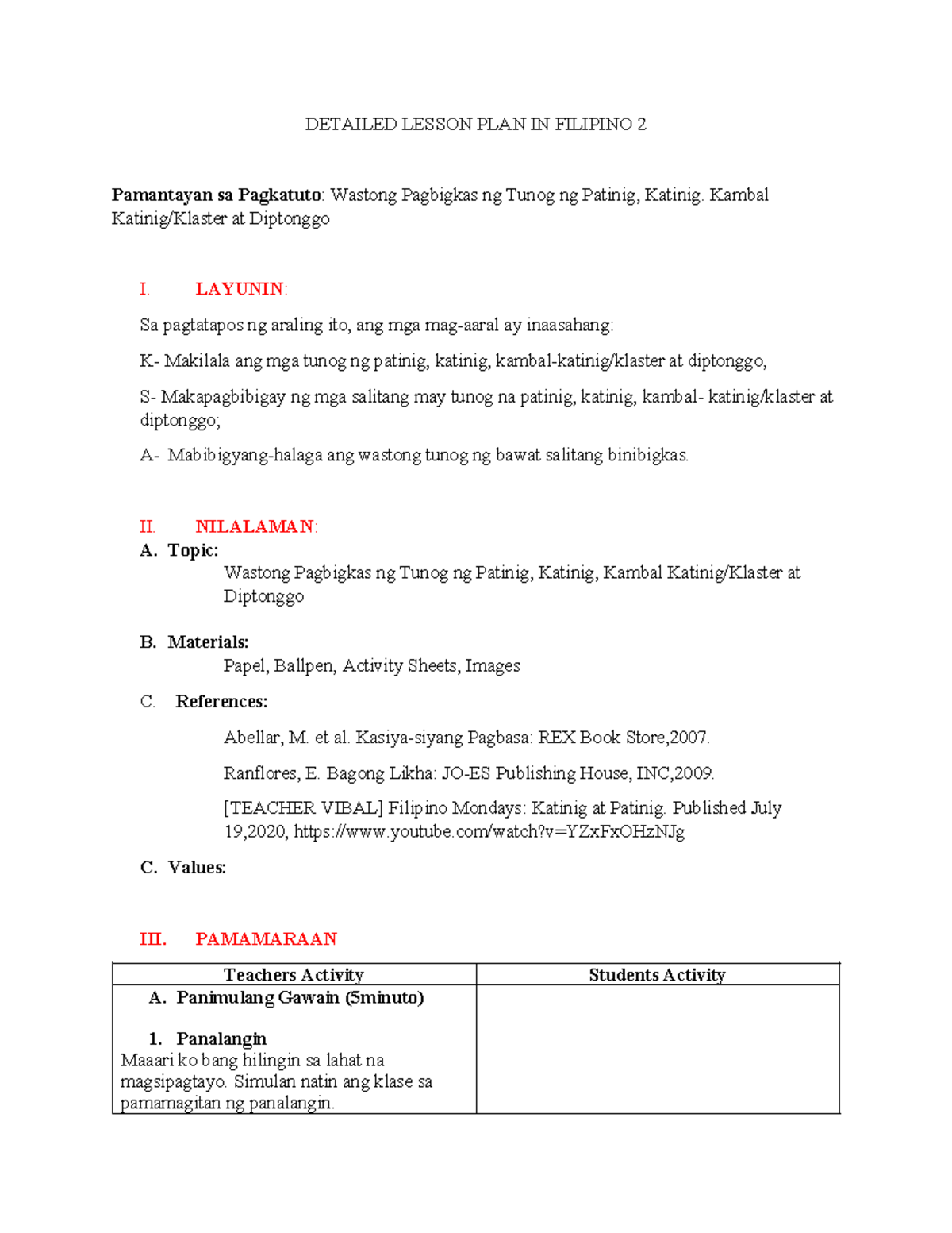 Detailed- Lesson-PLAN-IN- Filipino-2 - DETAILED LESSON PLAN IN FILIPINO ...
