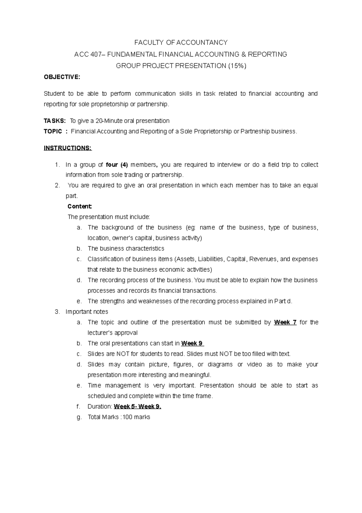 [Template] ACC407 Project 1 - FACULTY OF ACCOUNTANCY ACC 407 ...