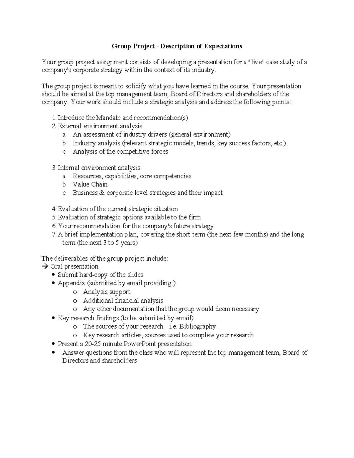 Group Project Instructions - Group Project - Description of ...