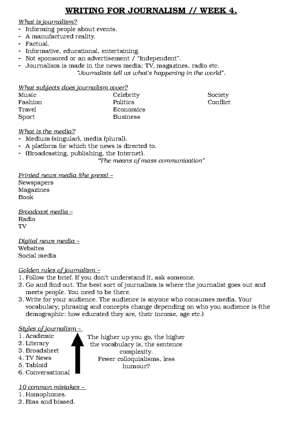 Week 4 :: basics of journalism - WRITING FOR JOURNALISM // WEEK 4. What ...
