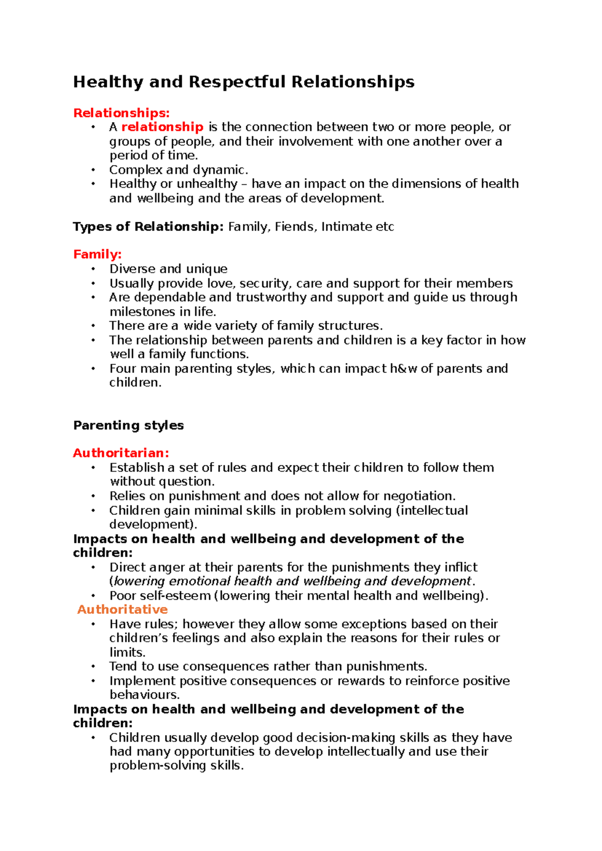 Healthy and Respectful Relationships - Healthy and Respectful ...
