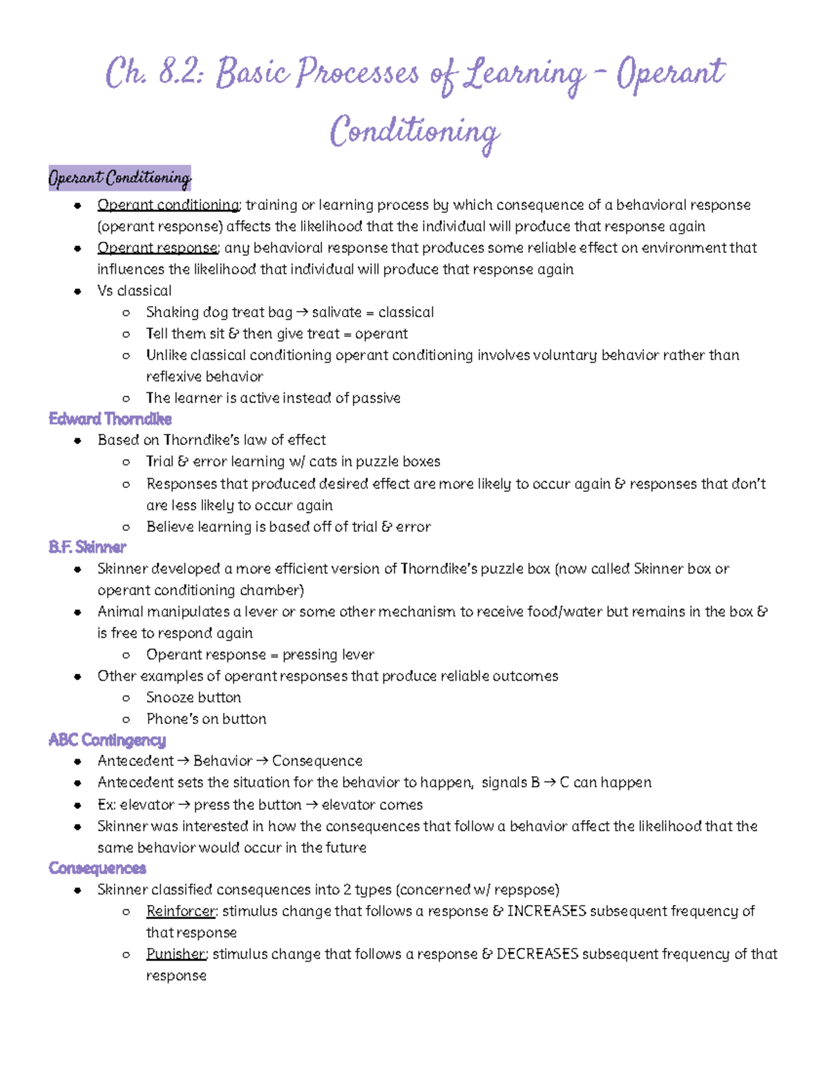 Ch. 8.2: Basic Processes of Learning - Operant Conditioning - Ch. 8 ...