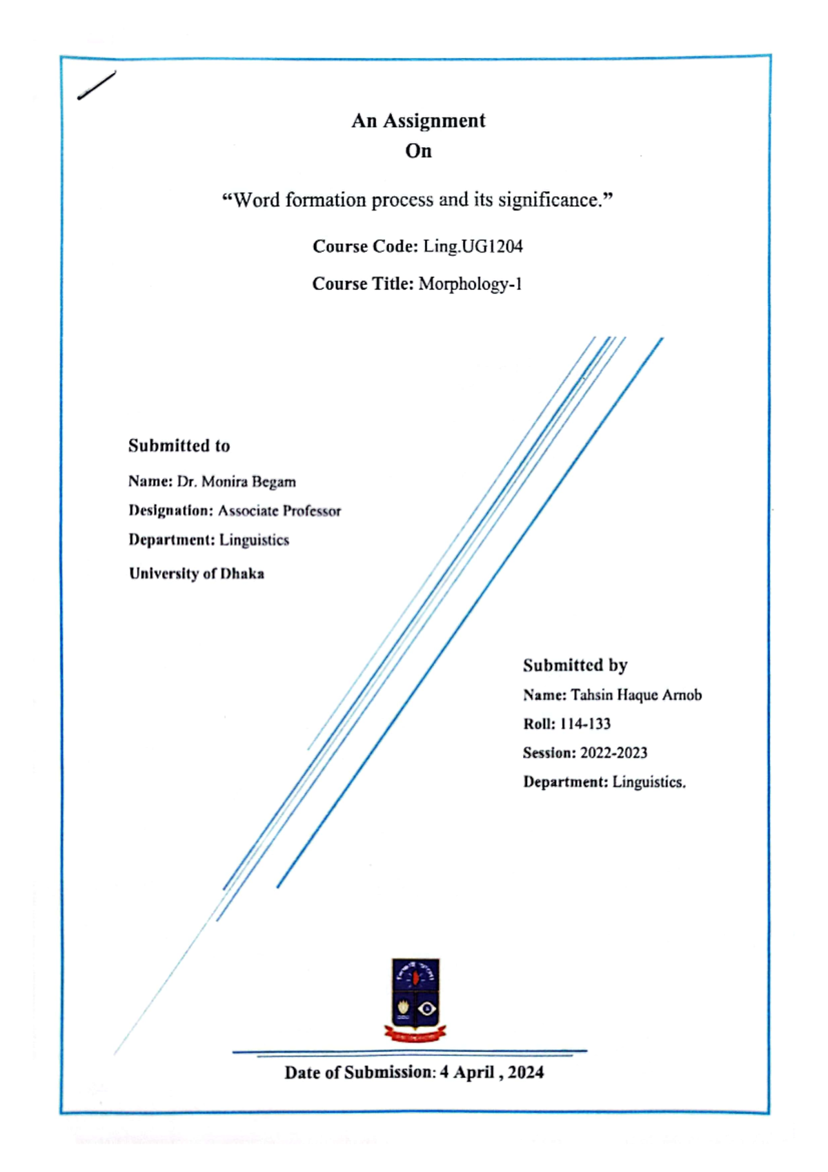 Assignment - Word Formation Process and its significance. - Morphology ...