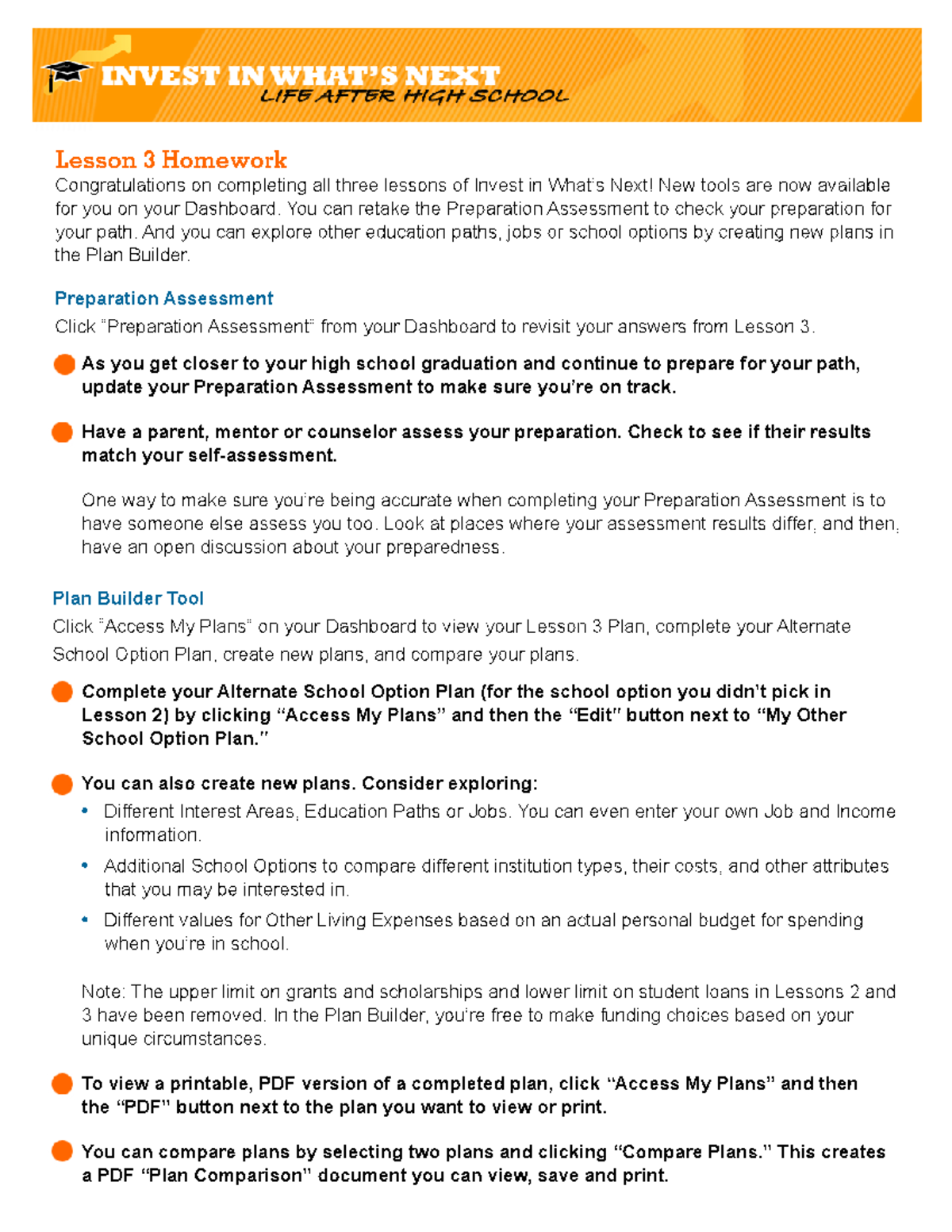 Homework lesson 3 - PlanBuilderTool Click“AccessMyPlans ...