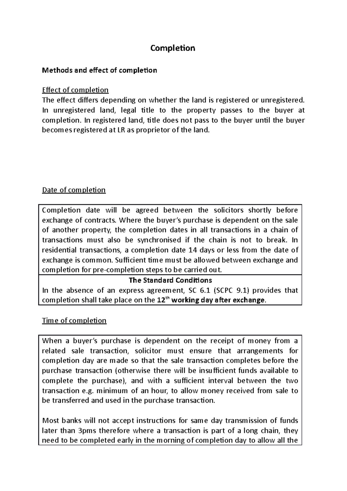 Completion - Completion Methods and effect of completion Effect of ...