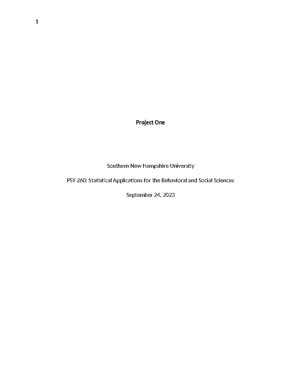 PSY260 4-3 Project One - Project One Southern New Hampshire University ...