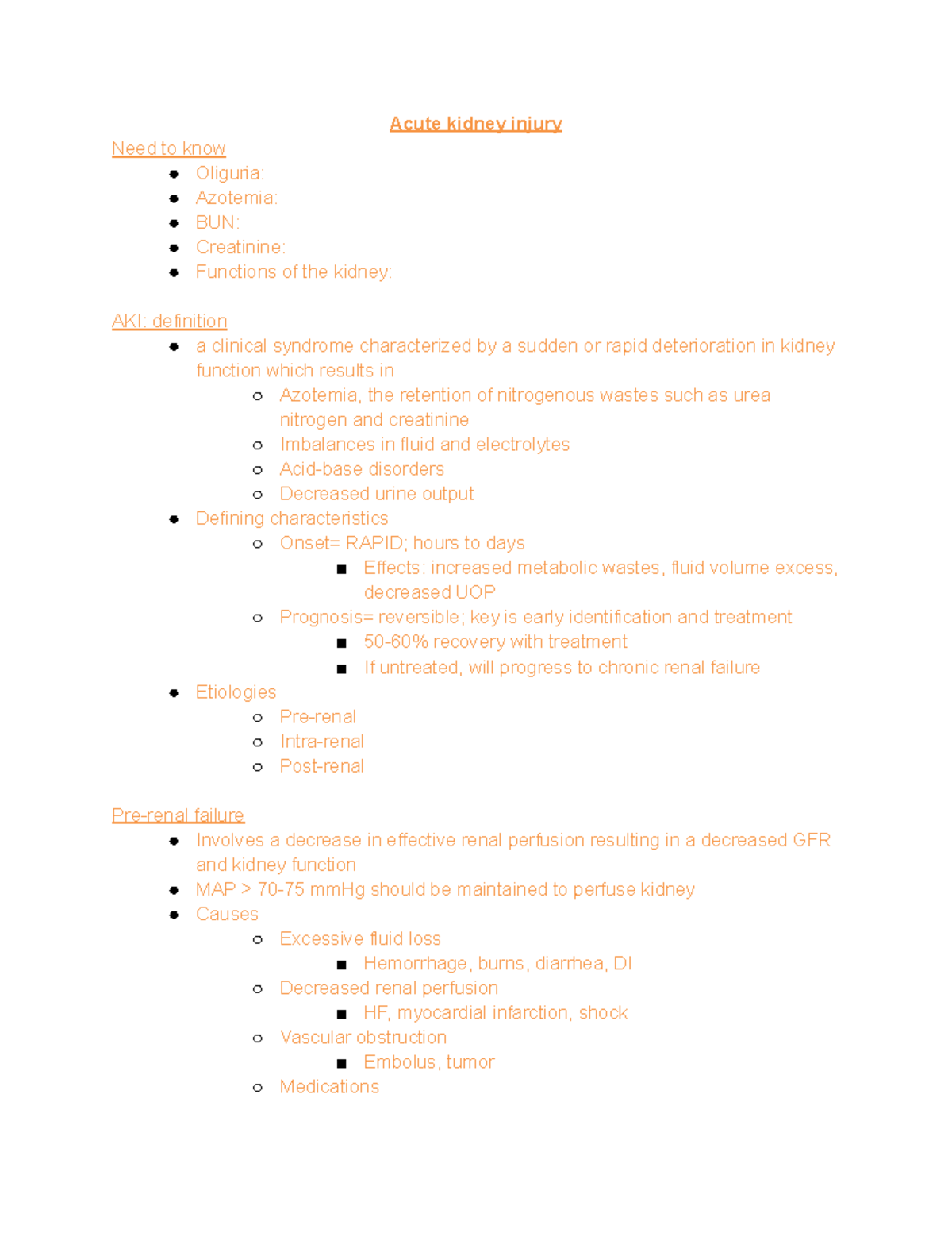 AKI and renal failure - Acute kidney injury Need to know Oliguria ...