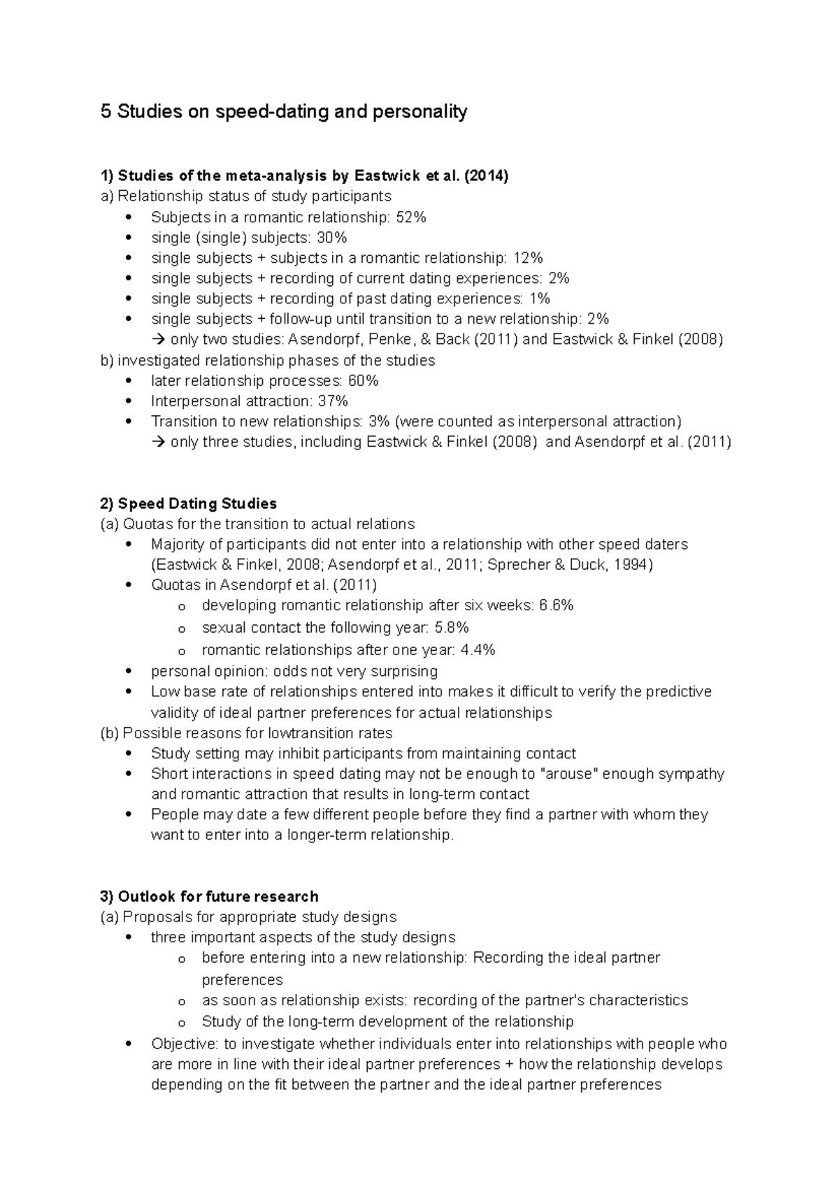 6 Studies on speed-dating and personality - 5 Studies on speed-dating ...