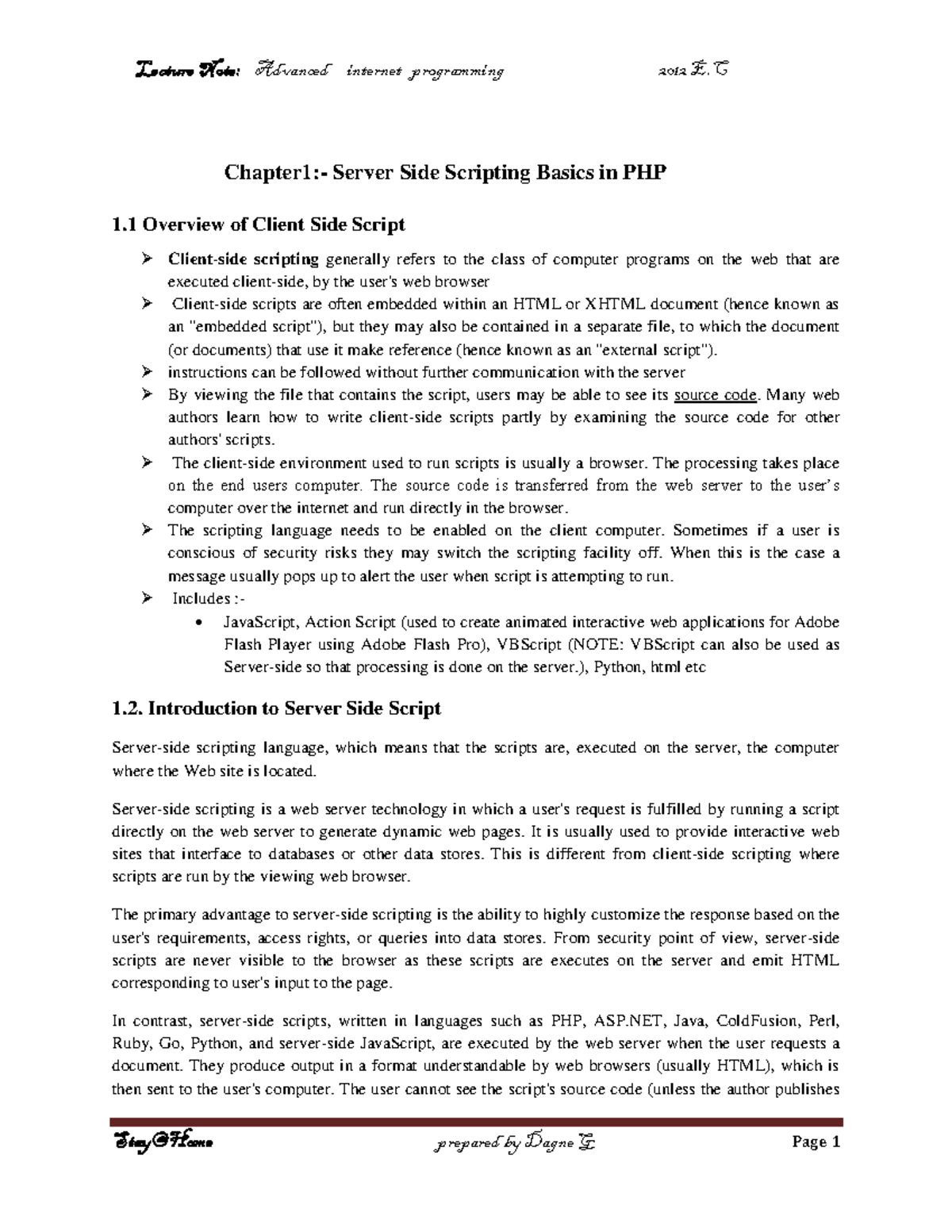 All - All over units covering notes - Chapter1:- Server Side Scripting ...