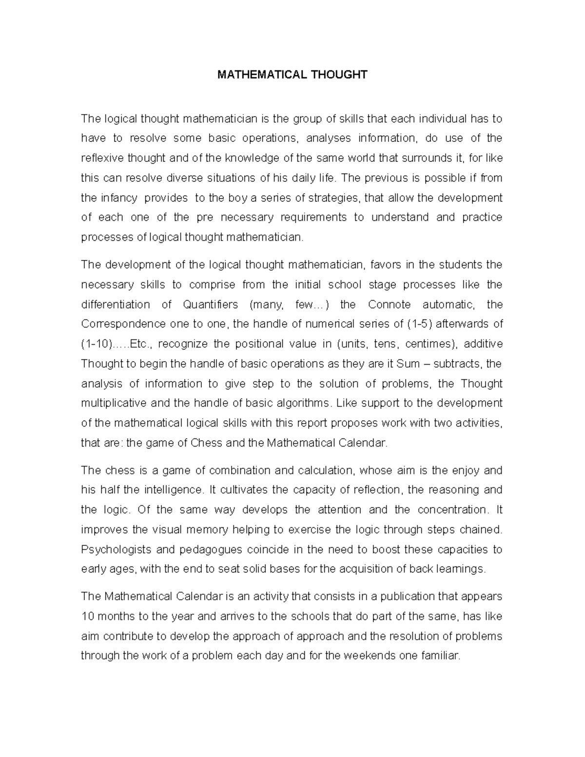 Mathematical Thought - MATHEMATICAL THOUGHT The logical thought ...