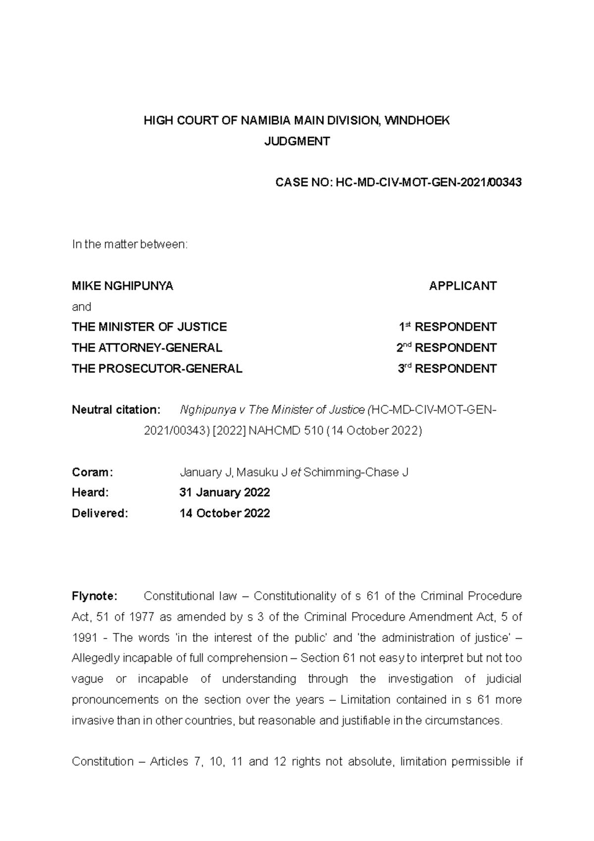 HIGH Court OF Namibia MAIN Division - HIGH COURT OF NAMIBIA MAIN ...