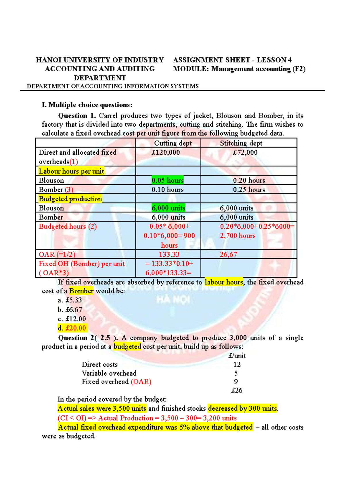 Assignment Sheet W4 OH y L M t T i Li u Mong S Gi p M i Ng i