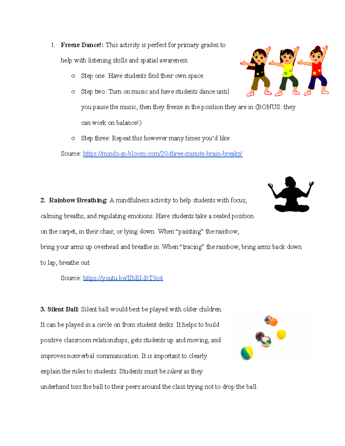 Sample brain energizers - Freeze Dance!: This activity is perfect for ...