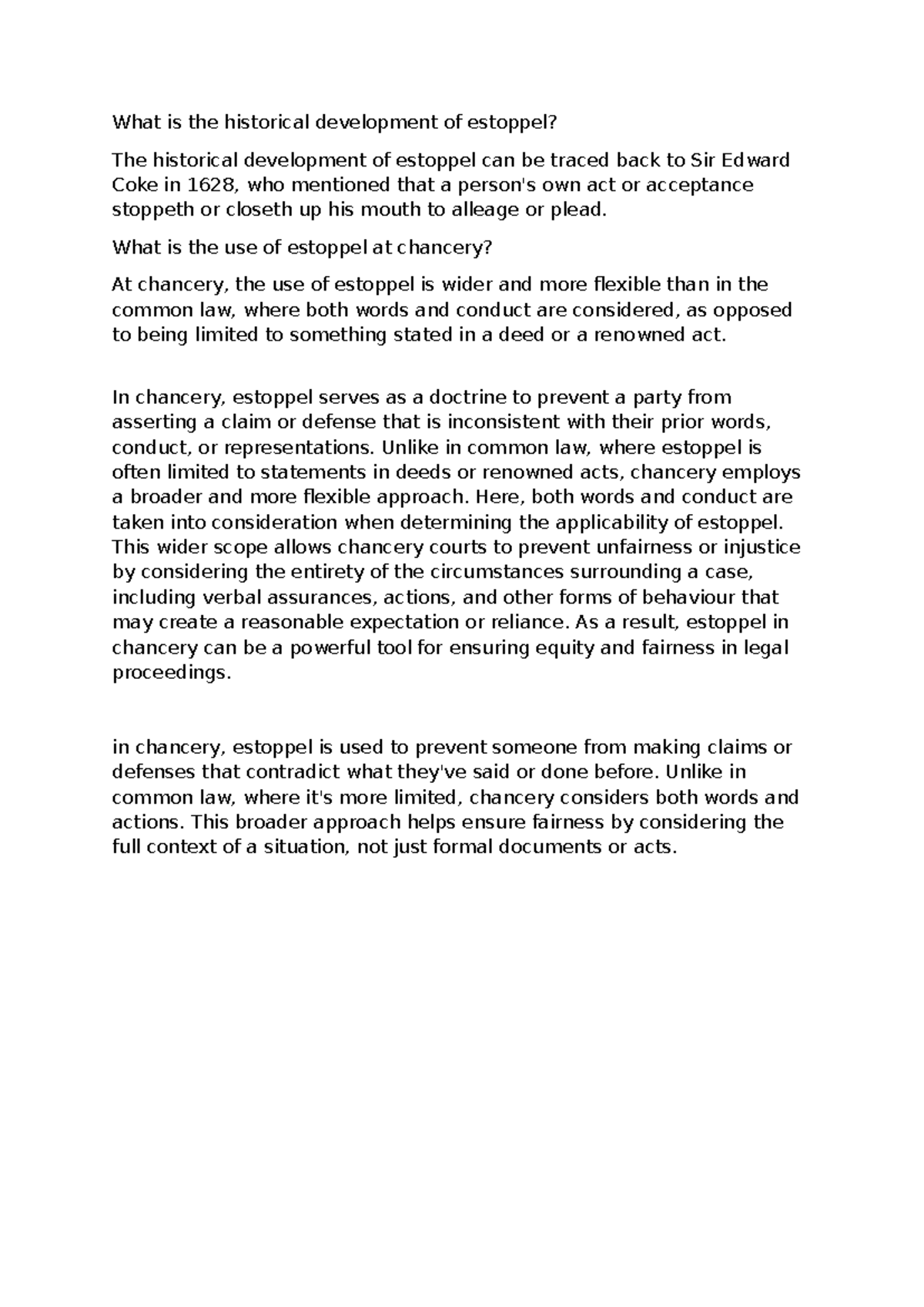 What is the historical development of estoppel - What is the use of ...