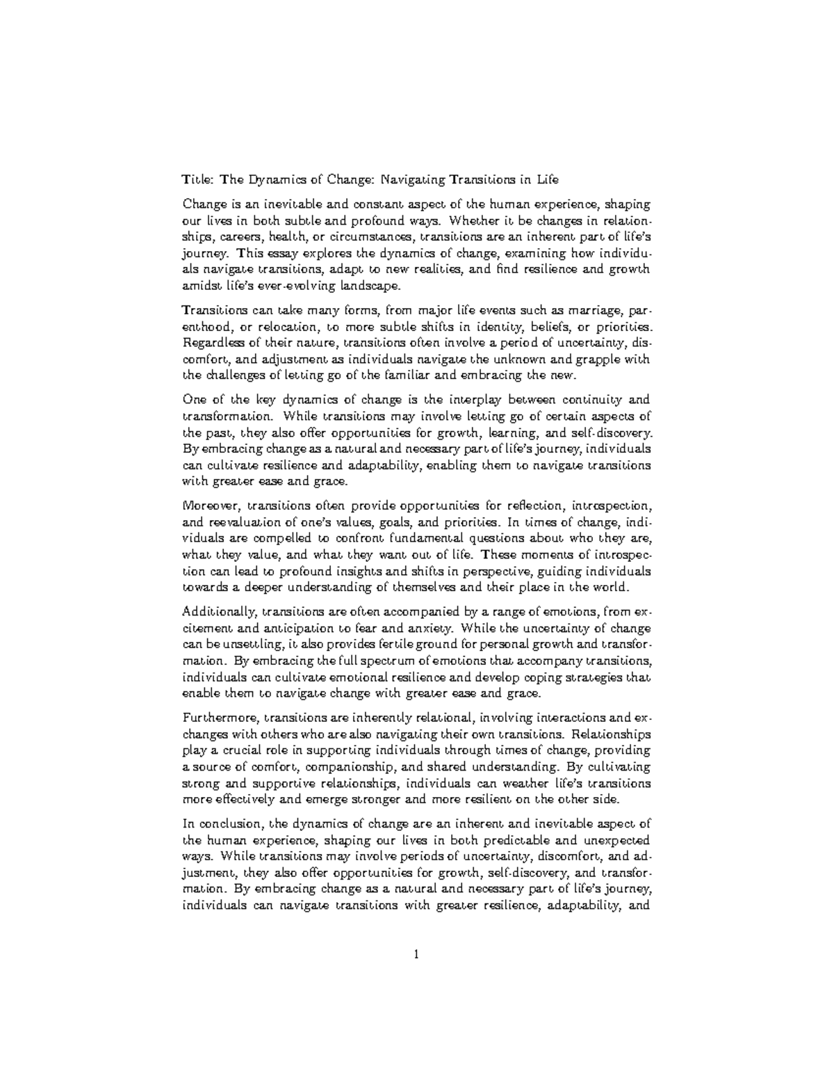 The Dynamics of Change Navigating Transitions in Life - Whether it be ...