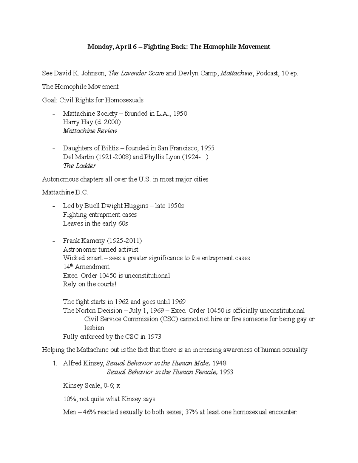 Fighting Back The Homophile Movement - Johnson, The Lavender Scare and ...