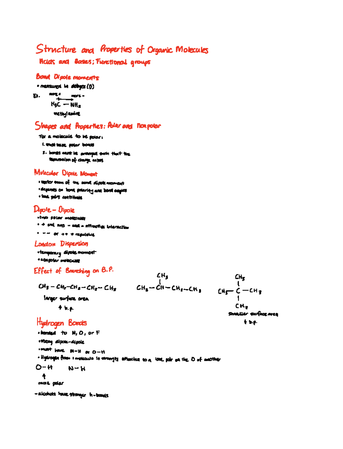 Chapter 2 - Structure and Properties of Organic Molecules notes Lecture ...