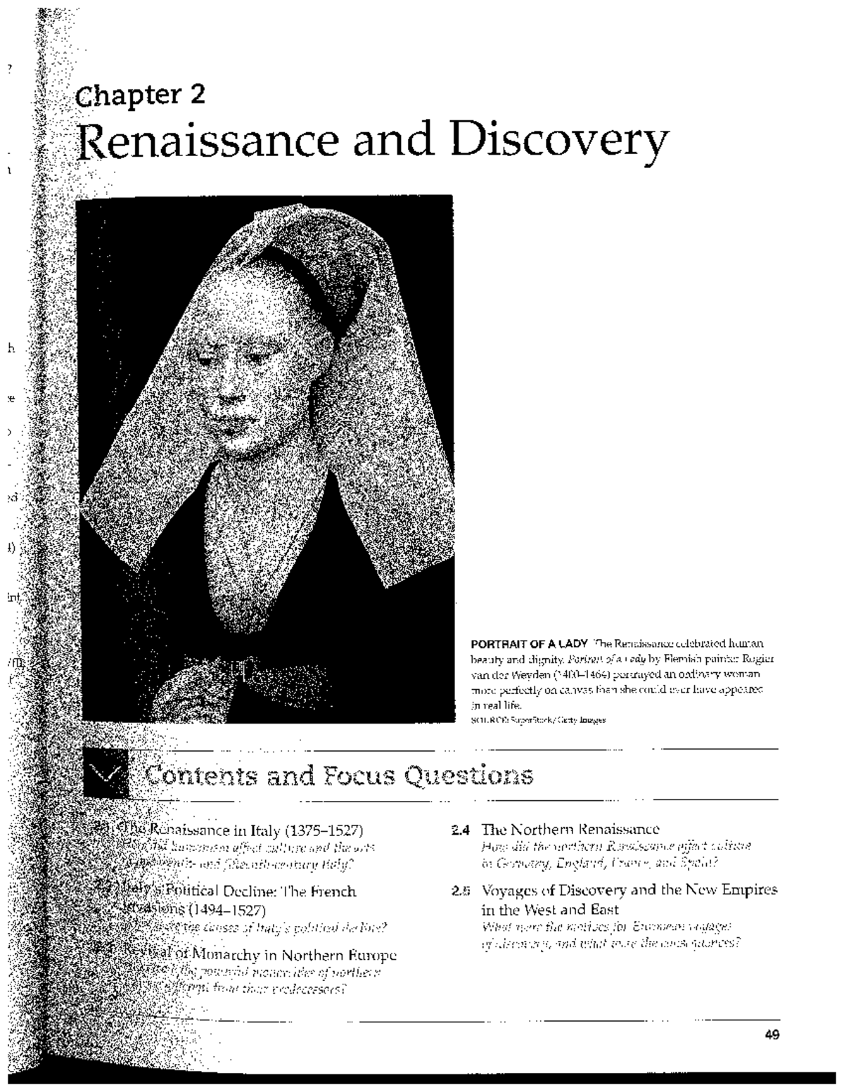 Chapter 2 - Chapter 2 Renaissance and Discovery PORTRAIT OF A LADY The ...