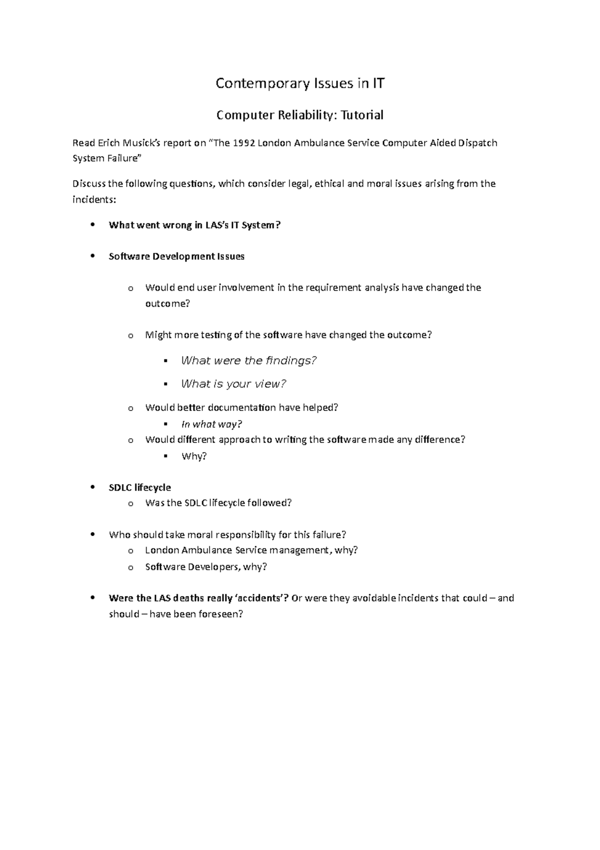 Copit Computer Reliability tutorial-1 - Contemporary Issues in IT ...