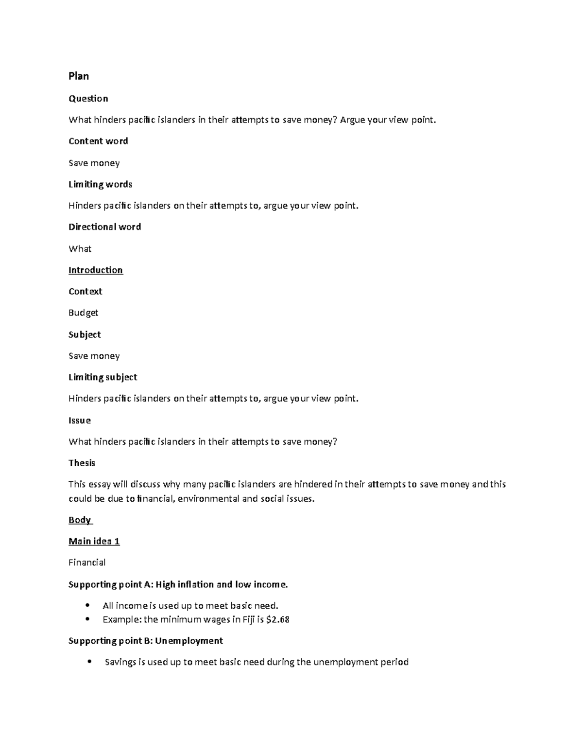 Plan - this is the plan for writing an argumentative essay - Plan ...