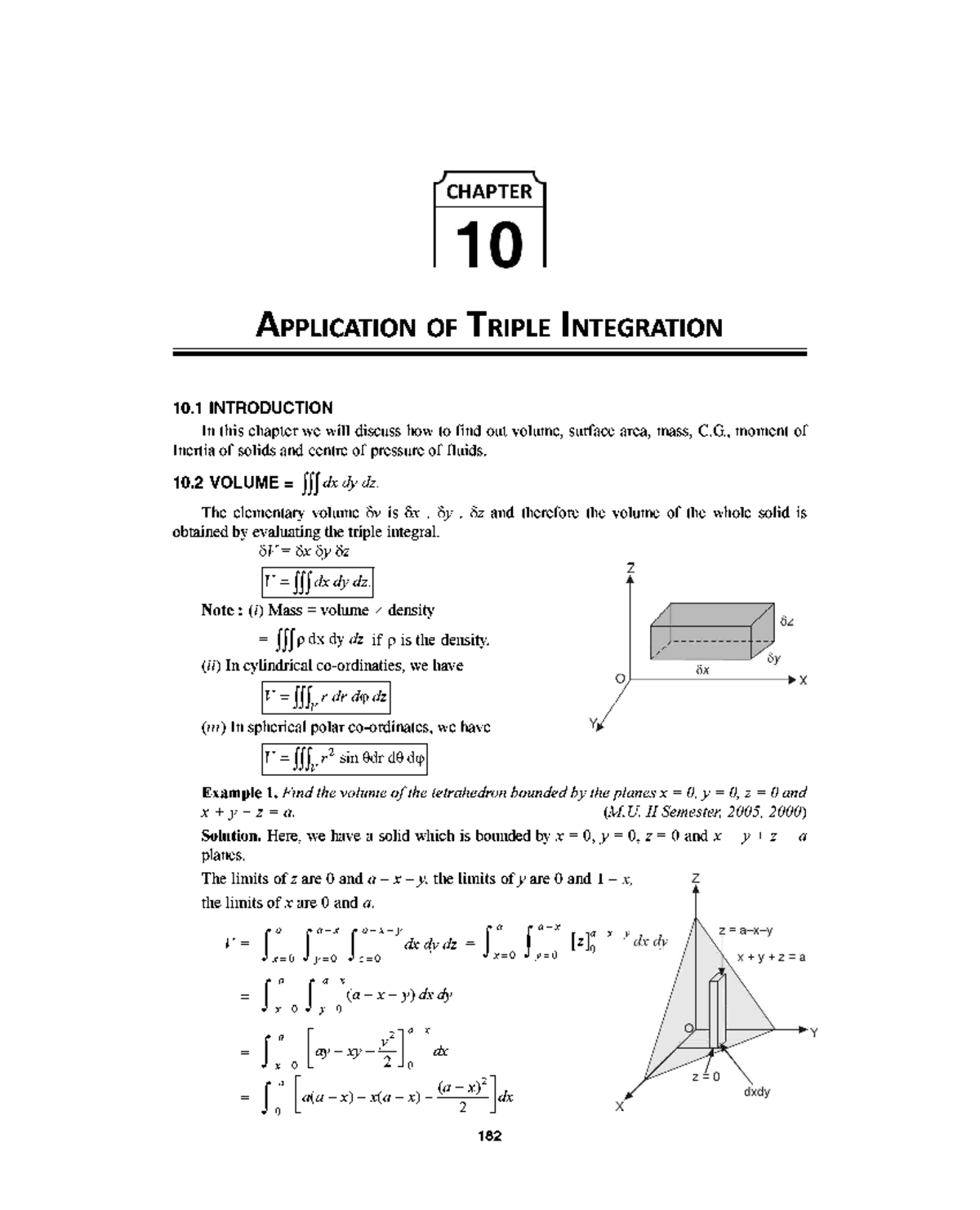 7. Volume - fgdsg - CHAPTER 10 APPLICATION OF TRIPLE INTEGRATION 10 ...