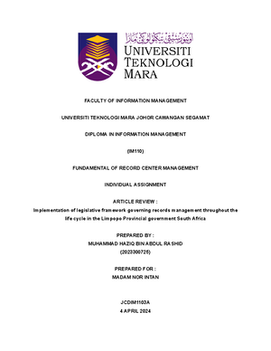 IMD162 Group Assignment - IMD 162 INFORMATION TECHNOLOGY APPLICATION IN ...