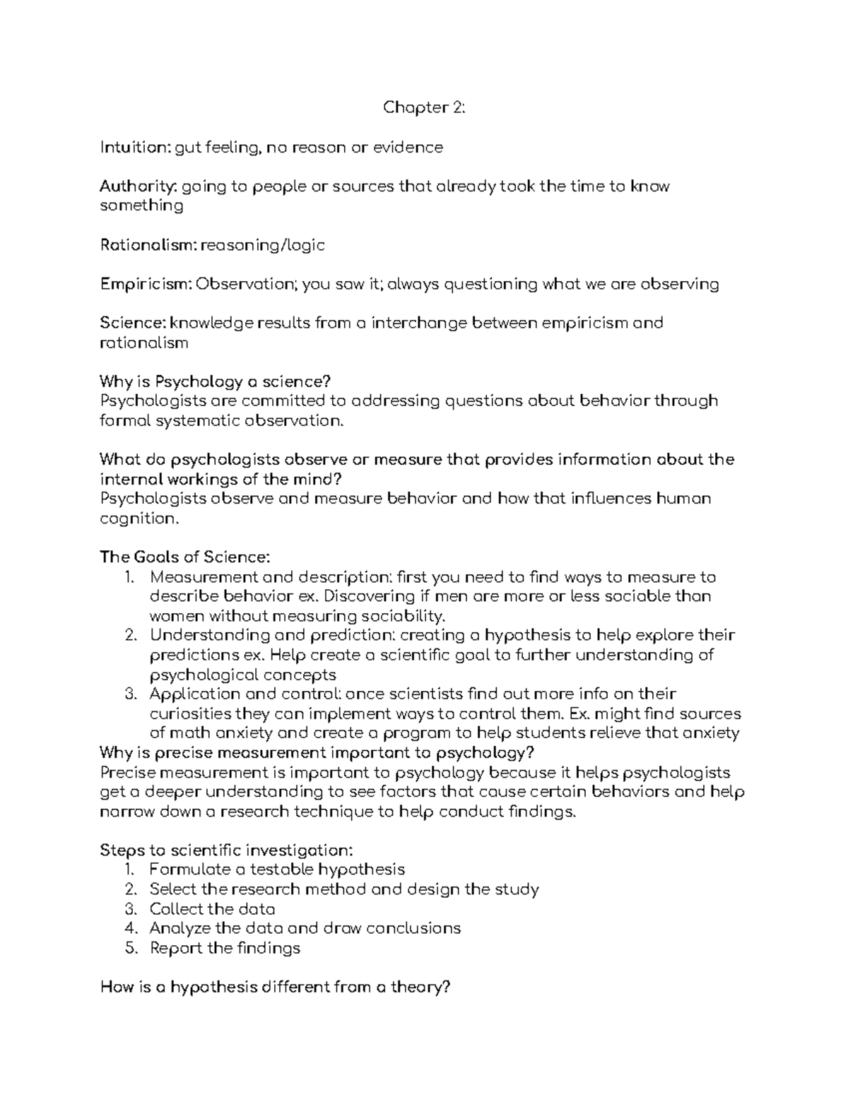 Psychology 101 Module 1 Study guide - Chapter 2: Intuition: gut feeling ...