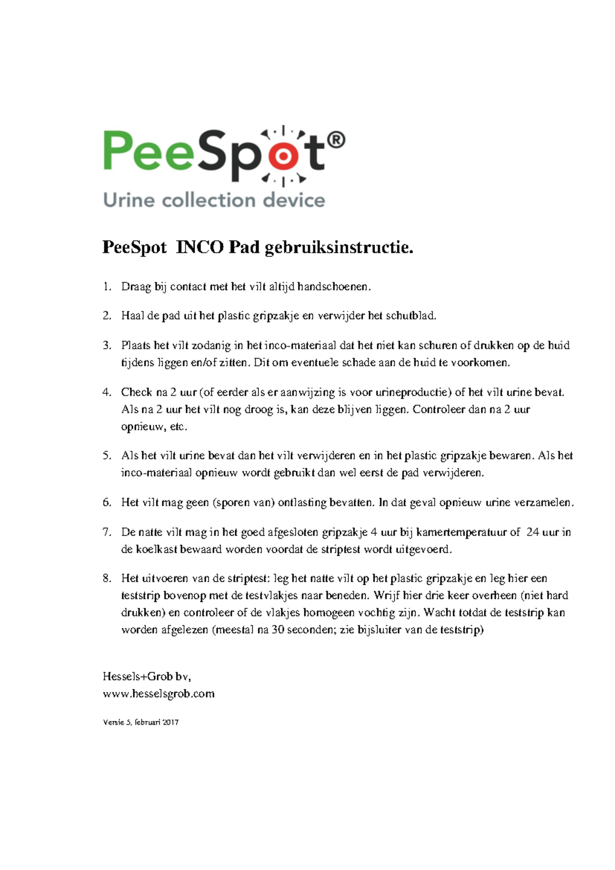 Gebruiksinstructie Pee Spot INCO pad v4 - PeeSpot INCO Pad ...