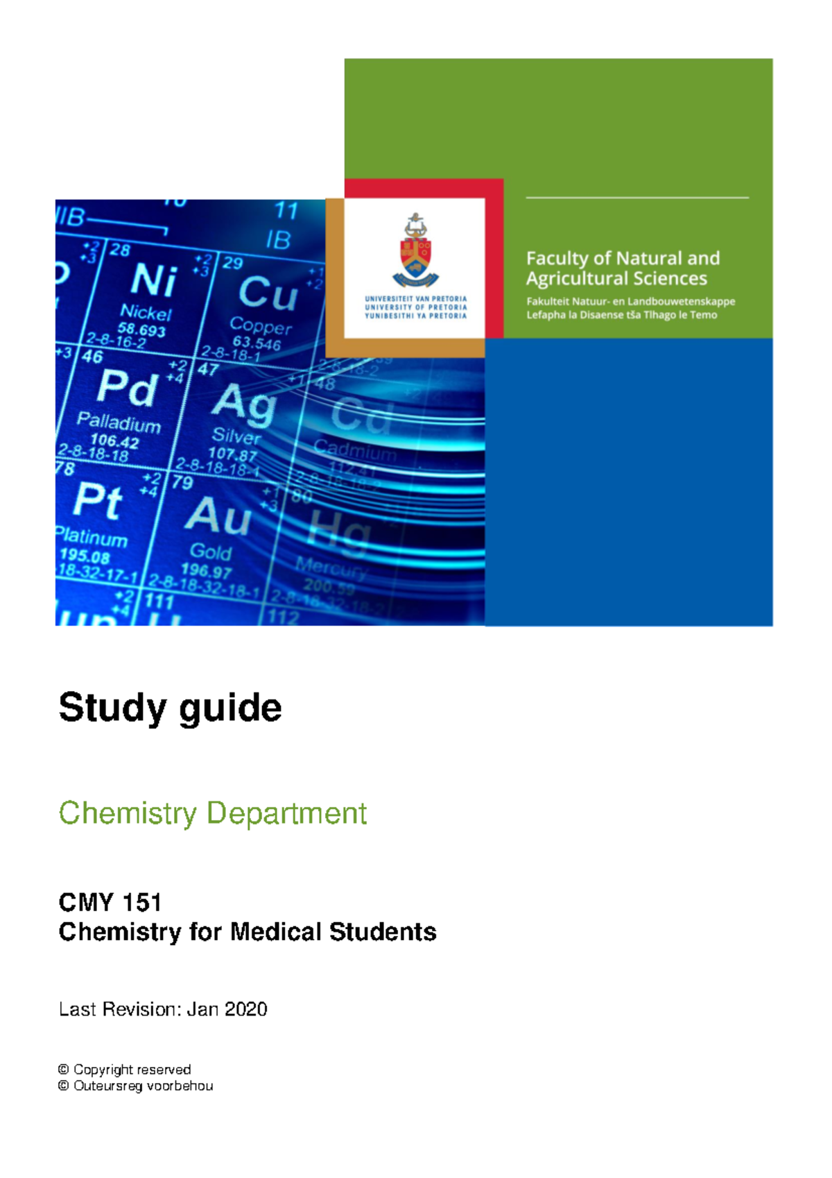 CMY 151 2020 Study Guide - Study guide Chemistry Department CMY 151 ...