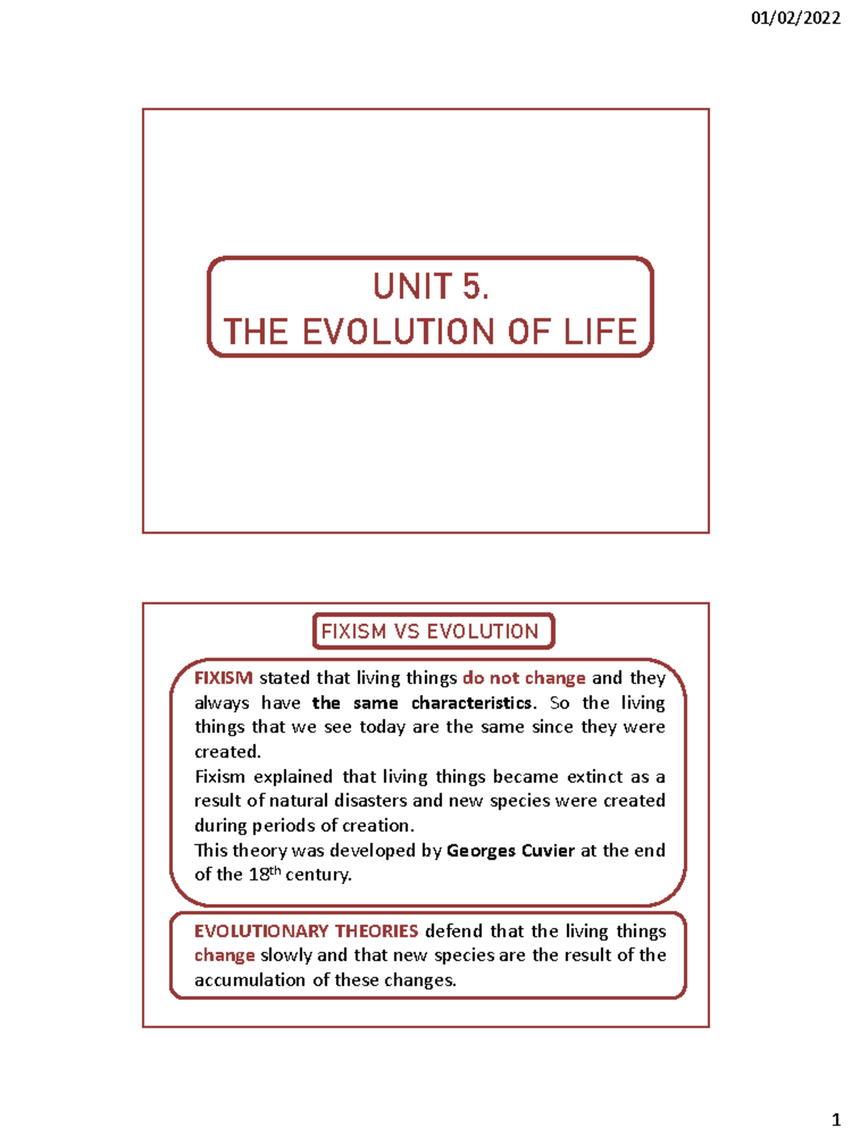 UNIT 5 Evolution - Tema 5 de Biología bilingüe - UNIT 5. THE EVOLUTION ...