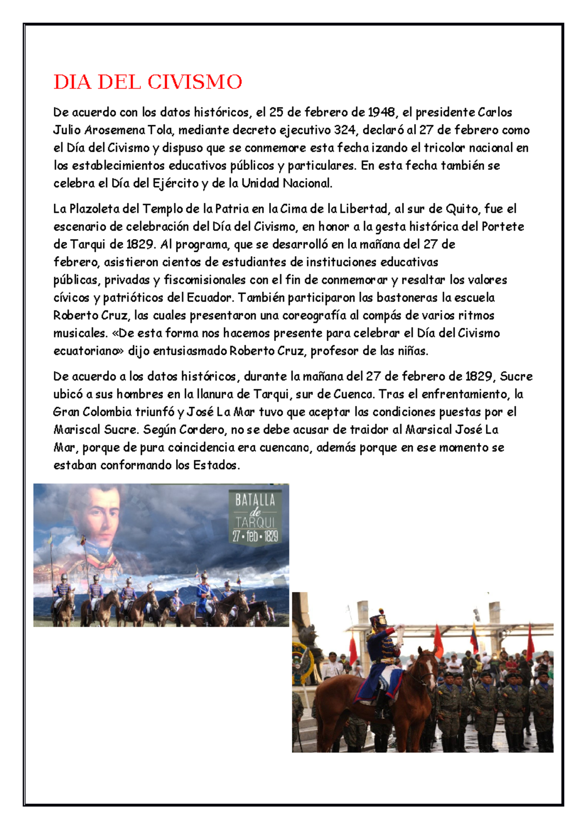 DIA DEL Civismo - :v :v :v :v - DIA DEL CIVISMO De acuerdo con los ...