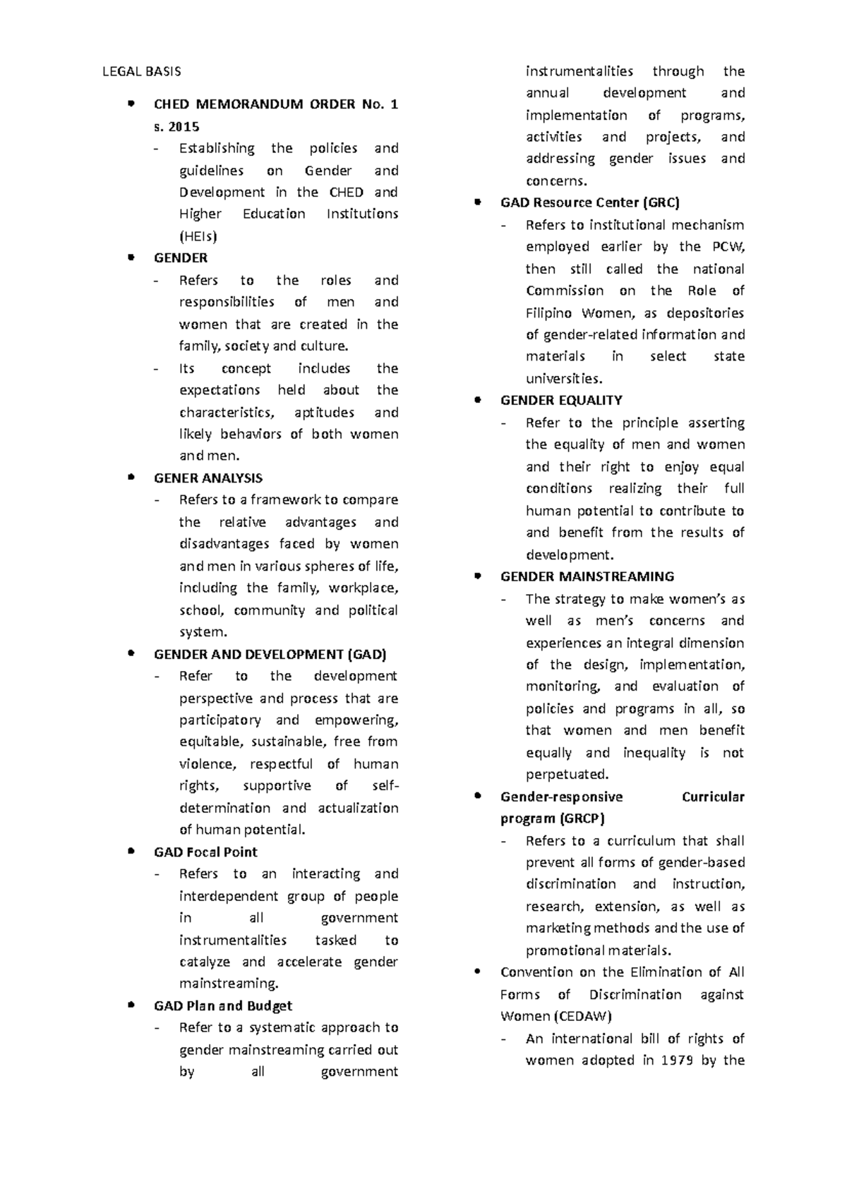 Legal Basis - lecture note - LEGAL BASIS CHED MEMORANDUM ORDER No. 1 s ...