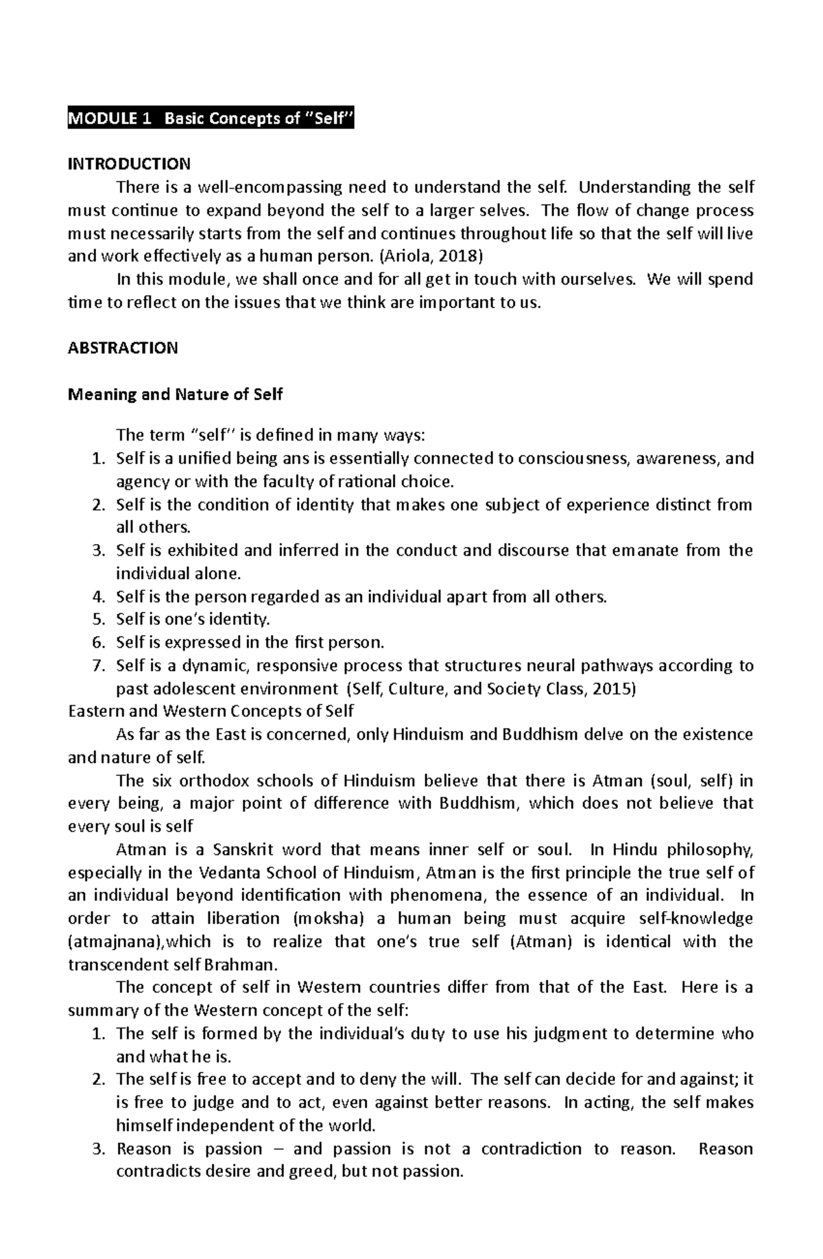 UTS- Module 1-4 - Detailed - MODULE 1 Basic Concepts of ‘’Self ...