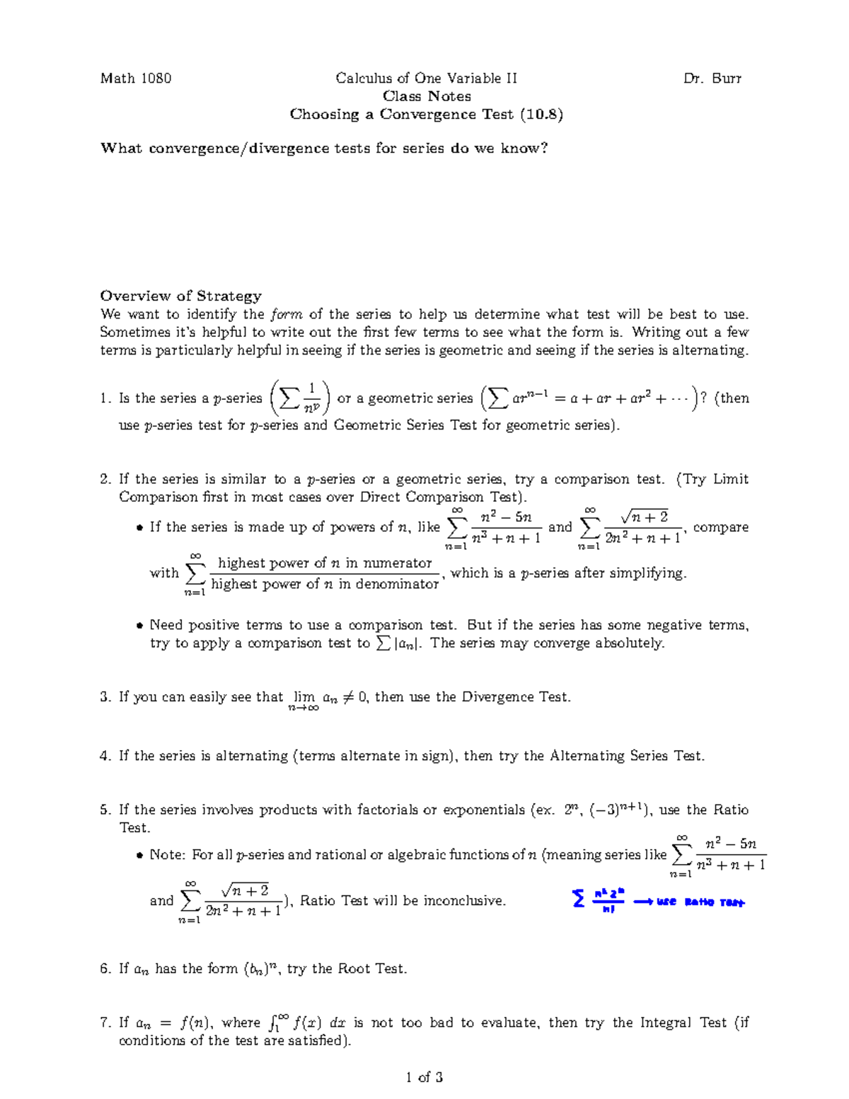 Section 10 - Notes - Math 1080 Calculus of One Variable II Dr. Burr ...