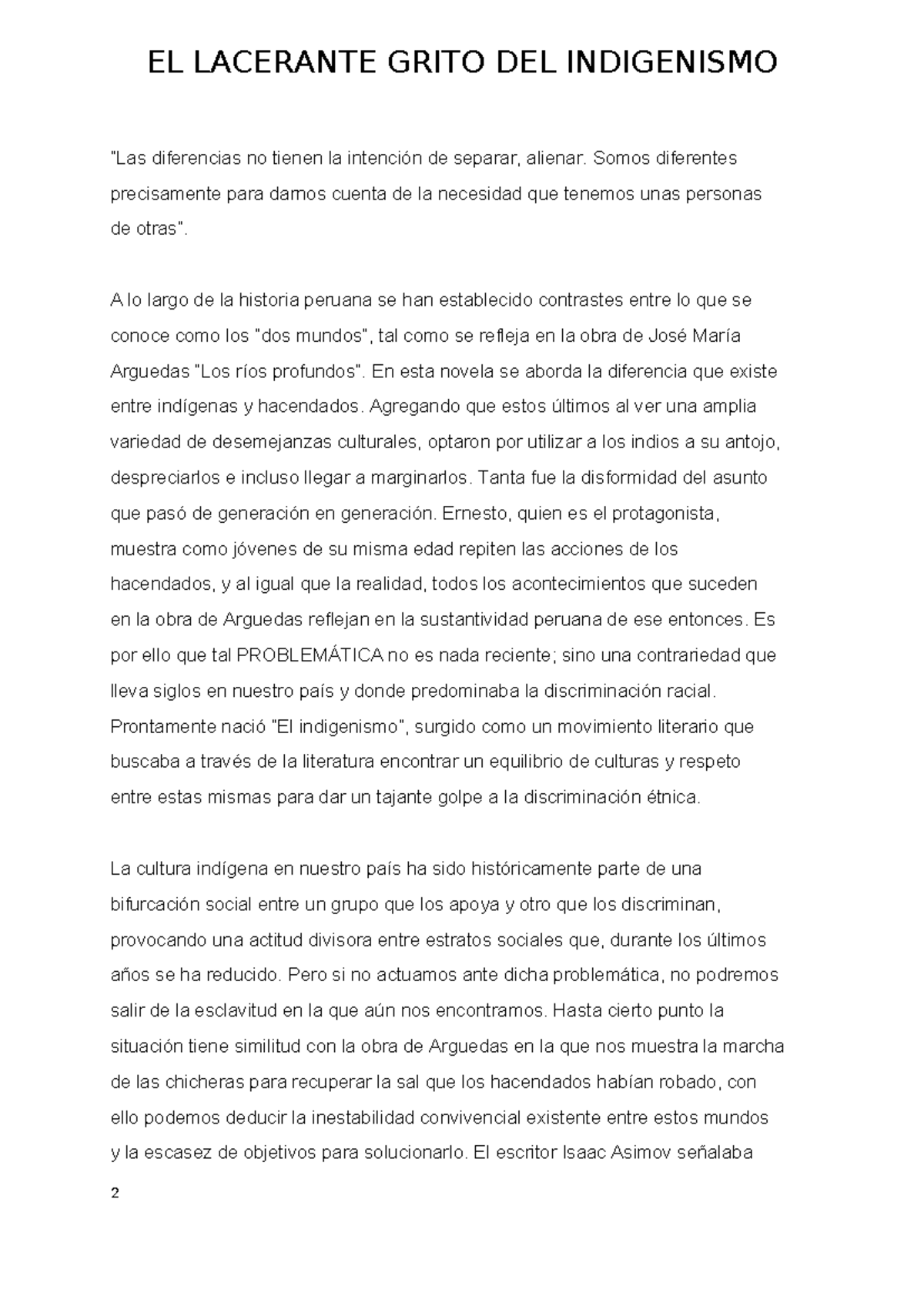 EL Lacerante Grito DEL Indigenismo completo - EL LACERANTE GRITO DEL ...