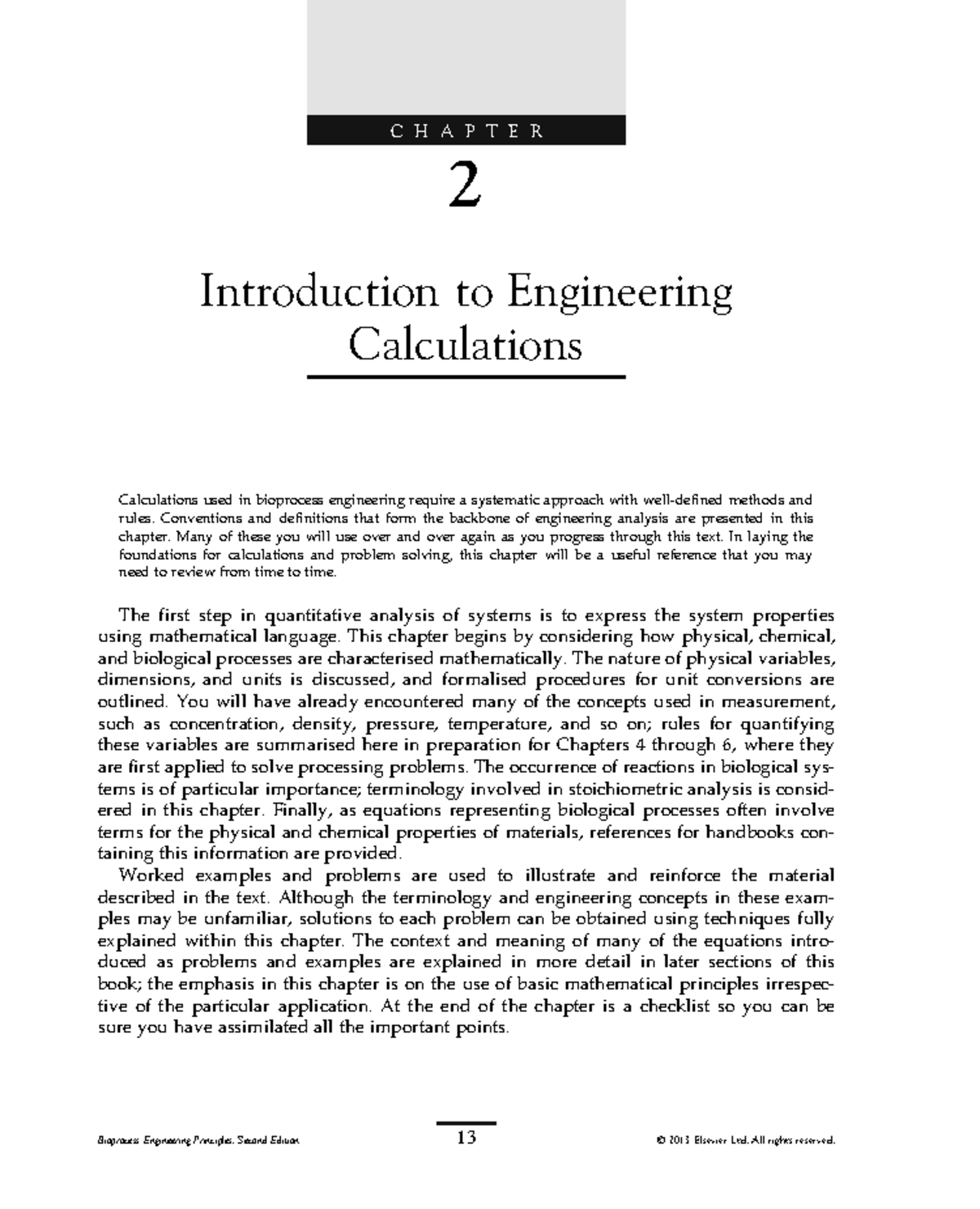Chapter-2-Introduction-to-Engineering-Cal 2013 Bioprocess-Engineering-Prin - C H A P T E R 2 ...