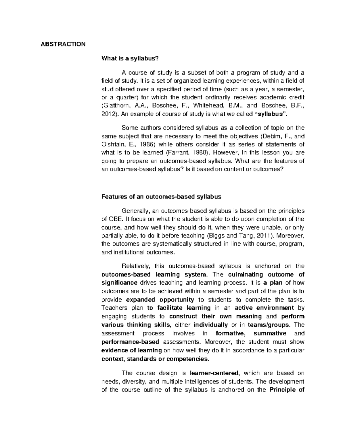 3 Lesson 2 Abstraction - Nothing - ABSTRACTION What is a syllabus? A ...